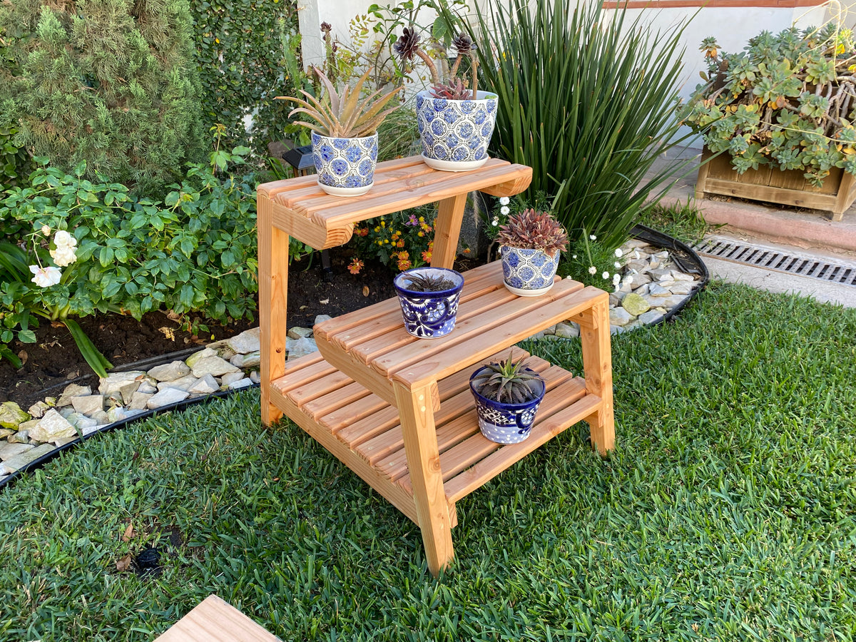Modern Patio Redwood Plant Stand - Planter Boxes - Custom Designs ...