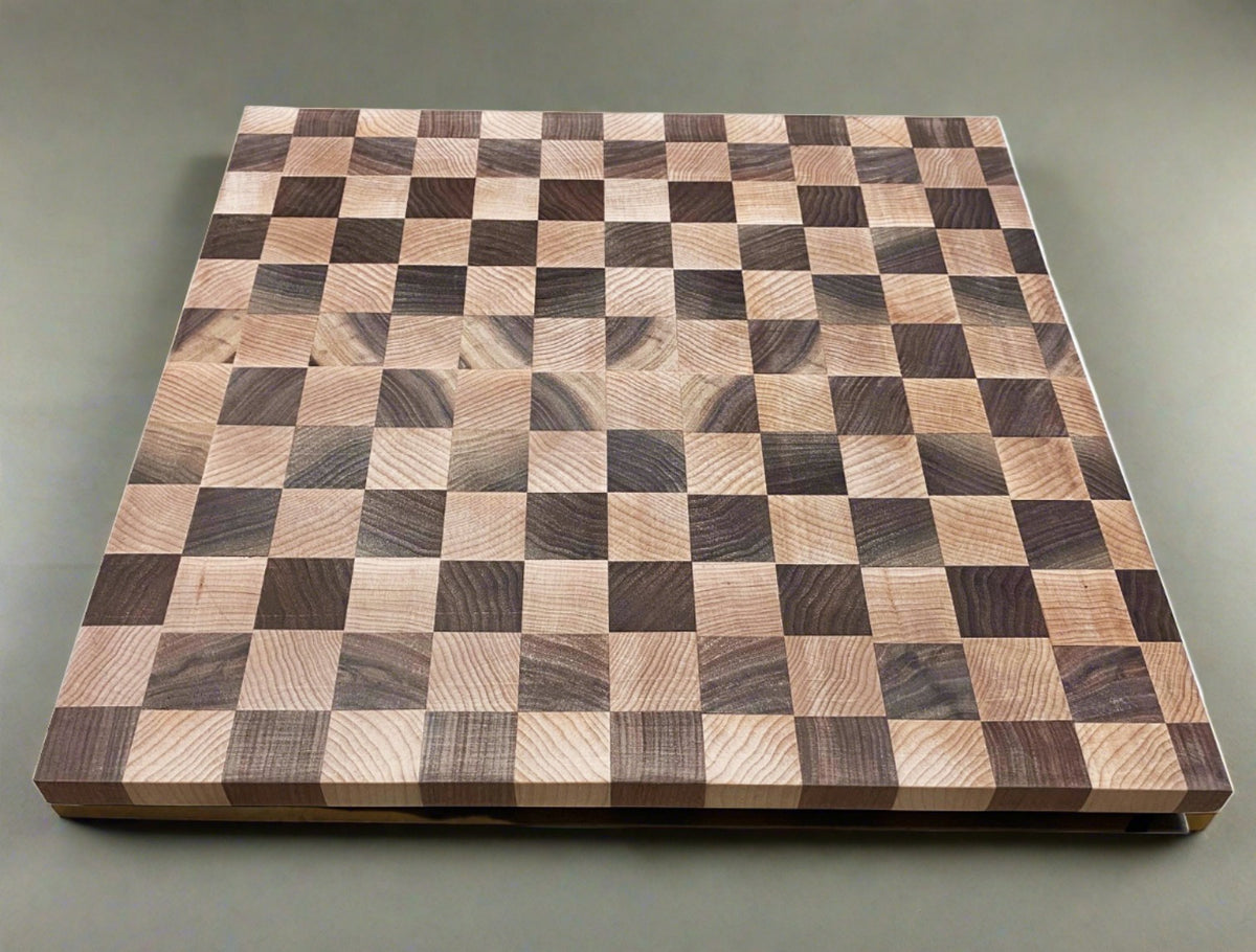 Maple and Walnut Checker End-grain Cutting Board – Best Redwood